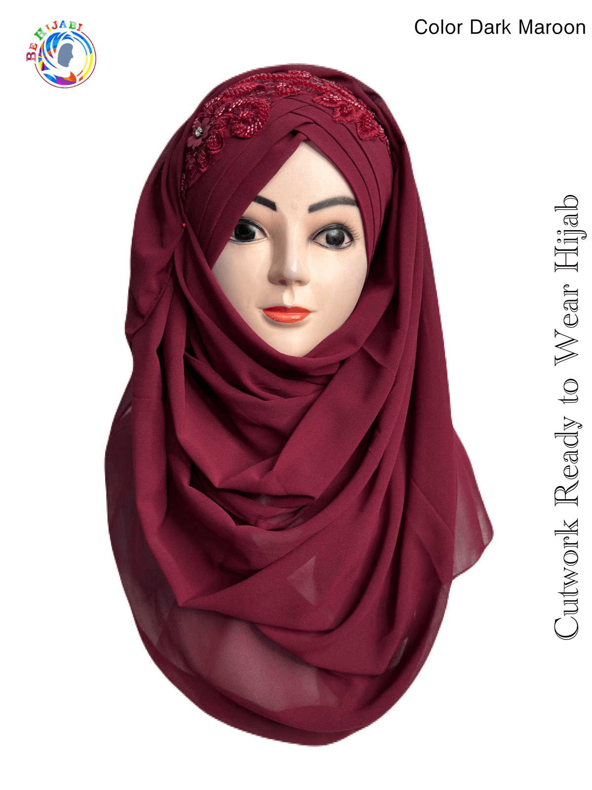 Cutwork Ready to Wear Hijab Color - Maroon – Be Hijabi