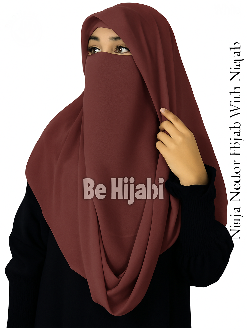 Ninja Nector Hijab With Niqab Color Brown – Be Hijabi