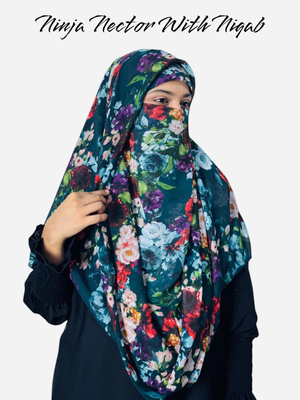 Premium Printed Ninja Nector Hijab With Niqab Design P3 – Be Hijabi