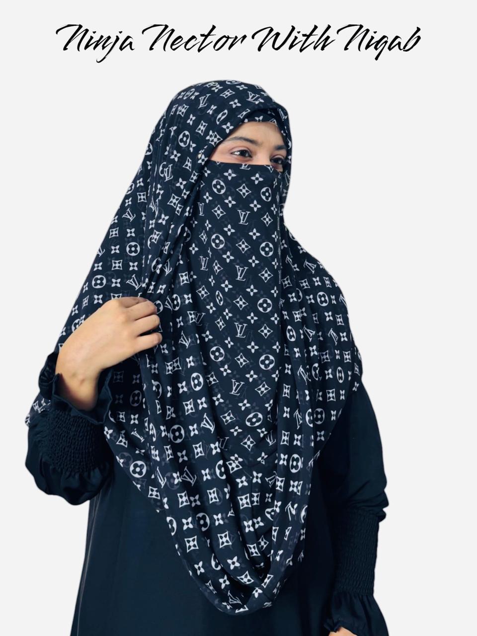 Premium Printed Ninja Nector Hijab With Niqab Design P5 – Be Hijabi