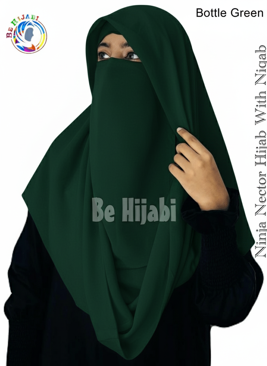 Ninja Nector Hijab With Niqab Color Bottle Green – Be Hijabi